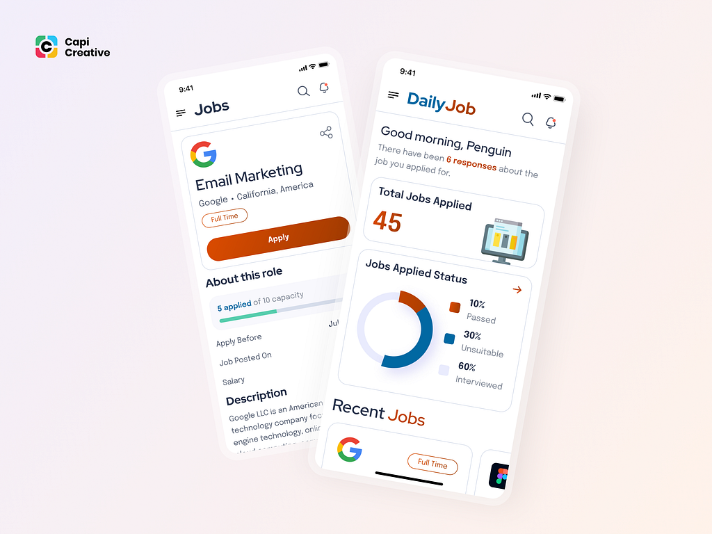 Job Search App Mobile App Ui Concept By Capi Product On Dribbble