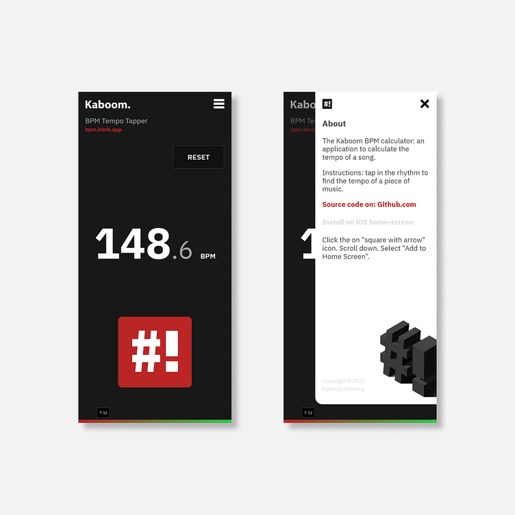 BPM Counter web-app design by Freddy Snyder on Dribbble