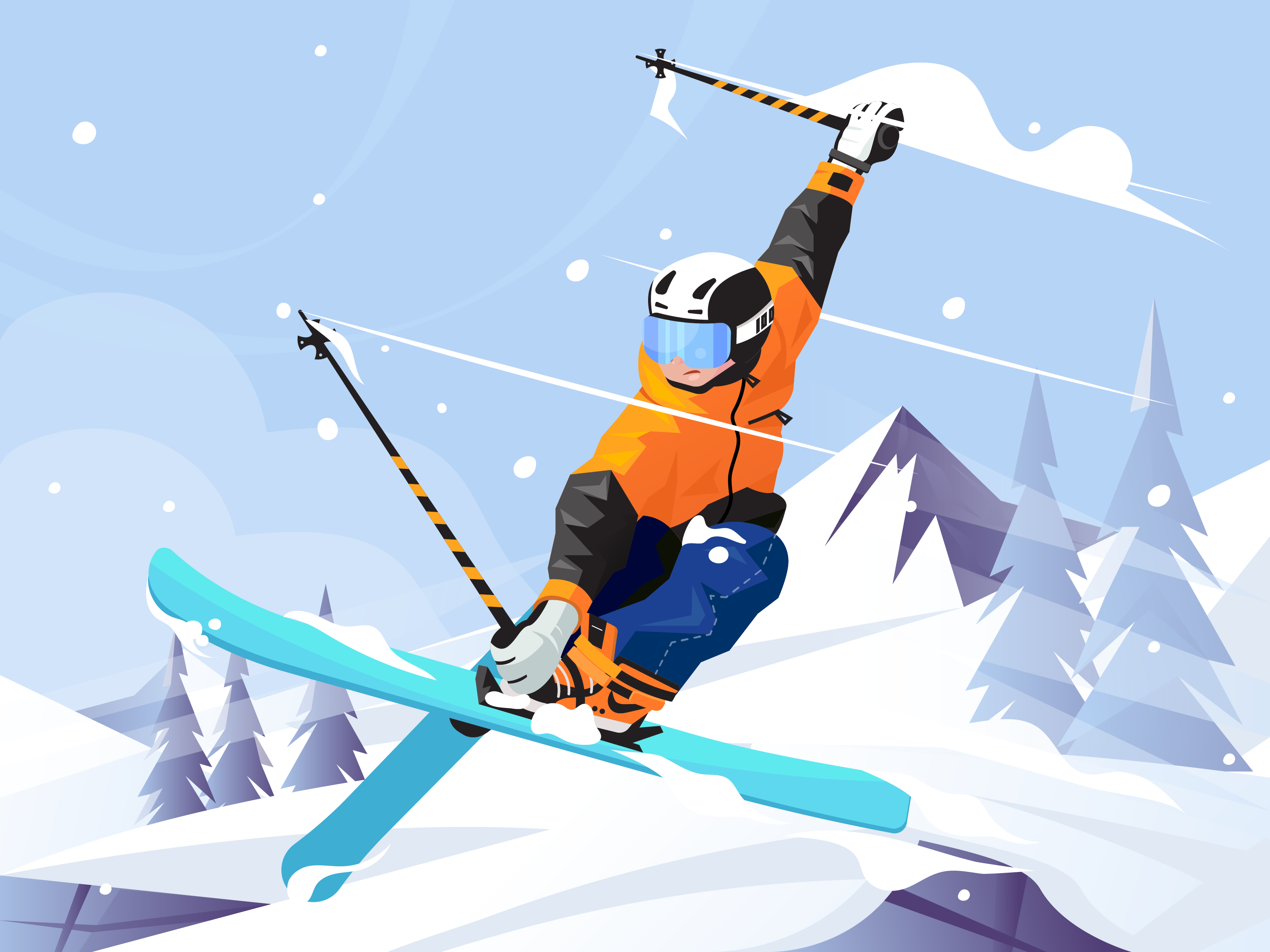 Freestyle skiing by Aria Zidaniro on Dribbble