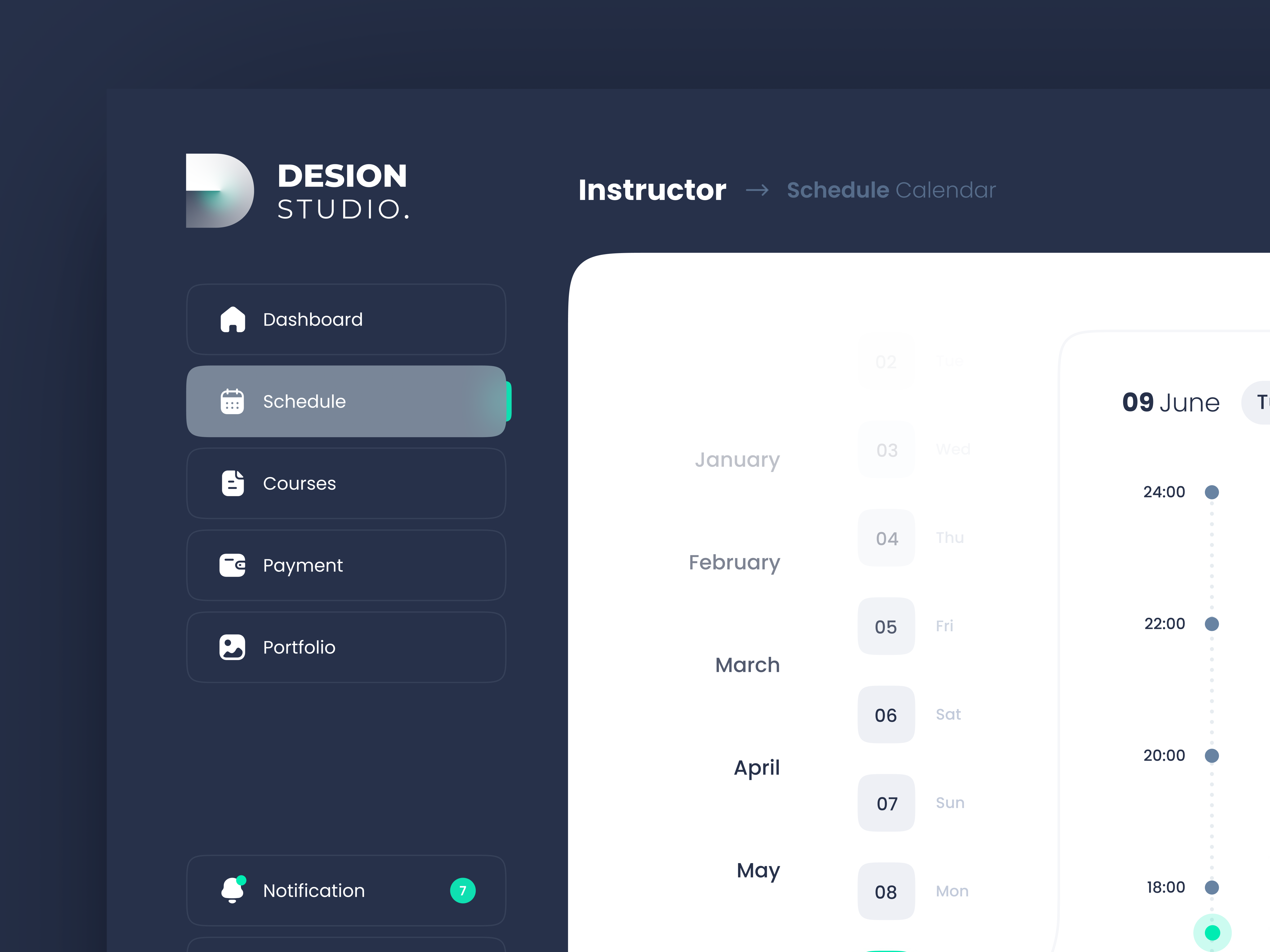 Schedule Calendar - Student Dashboard Design - LMS Platform by Ali ...