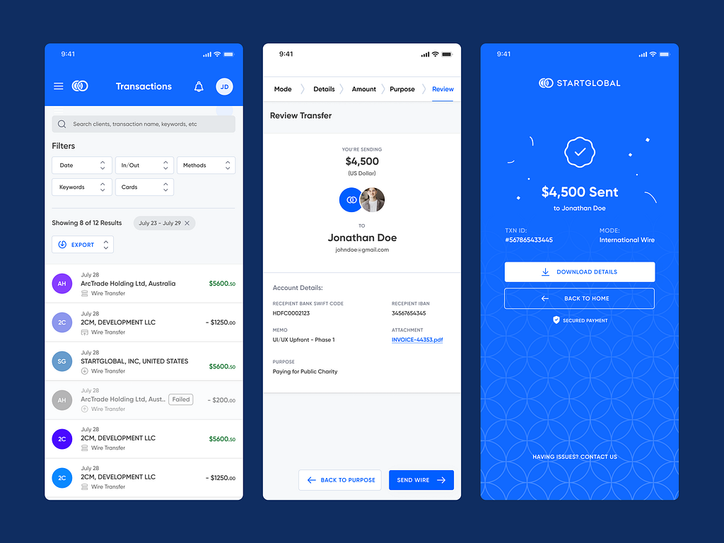 Mobile Screens - StartGlobal by Divan Raj on Dribbble