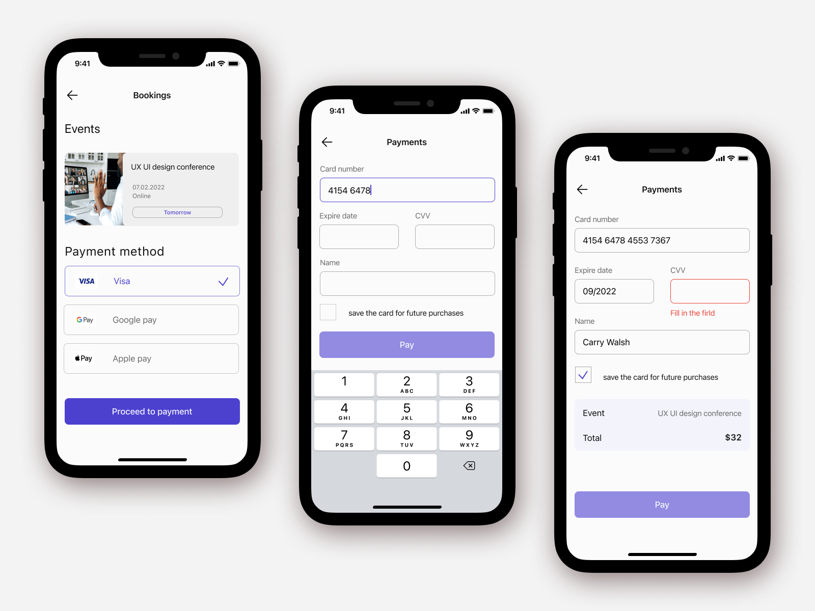 Payment screens by Elena on Dribbble