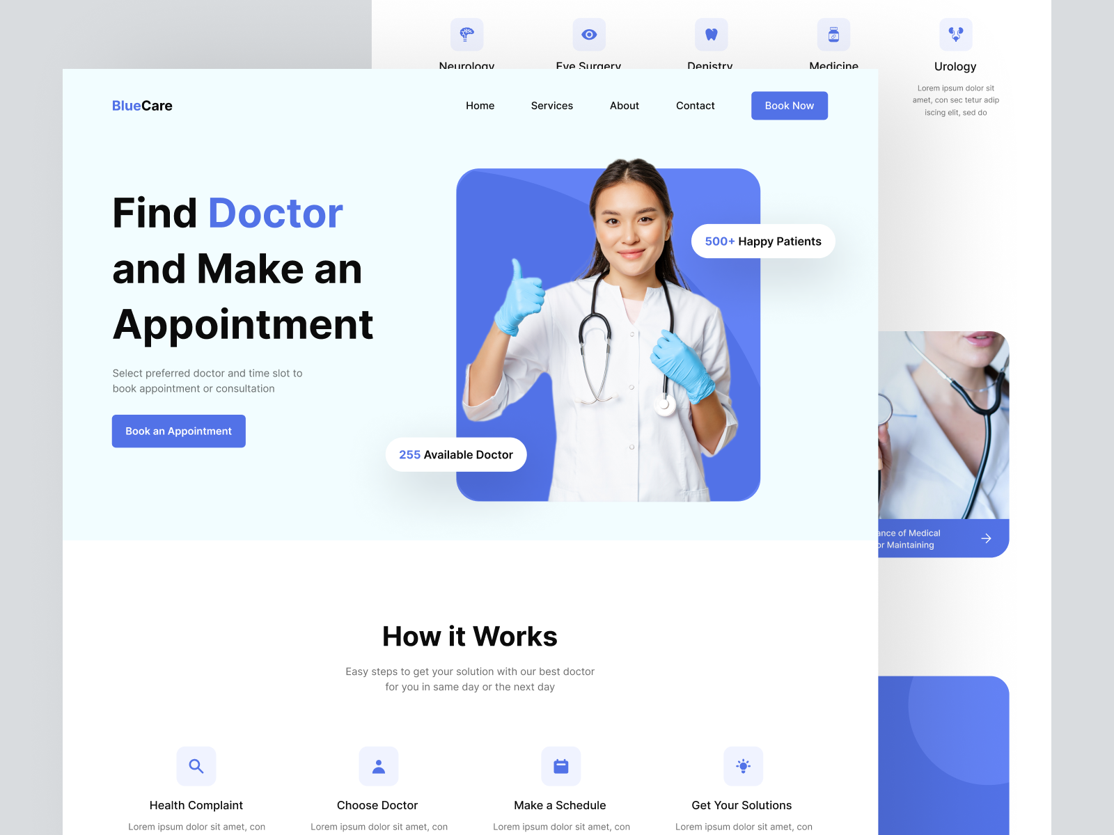 BlueCare - Medical Landing Page by Hilal RF on Dribbble