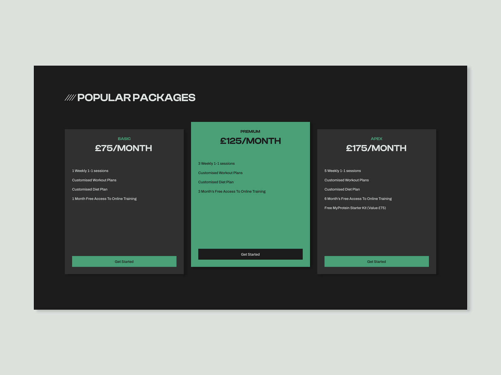 Fitness Pricing Section by Jack Gaskell on Dribbble