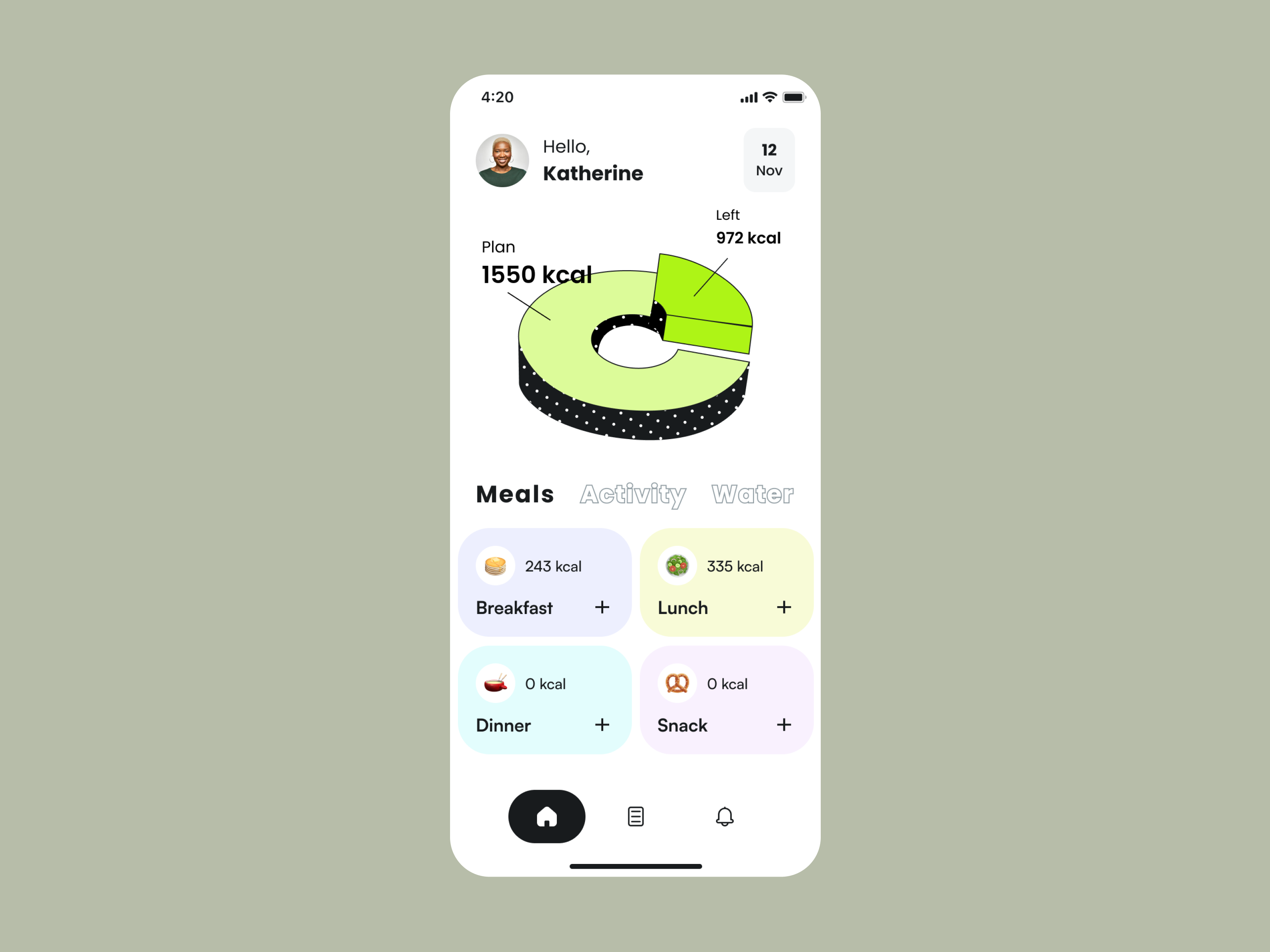 Calories app interaction by Taras Migulko for Emote on Dribbble