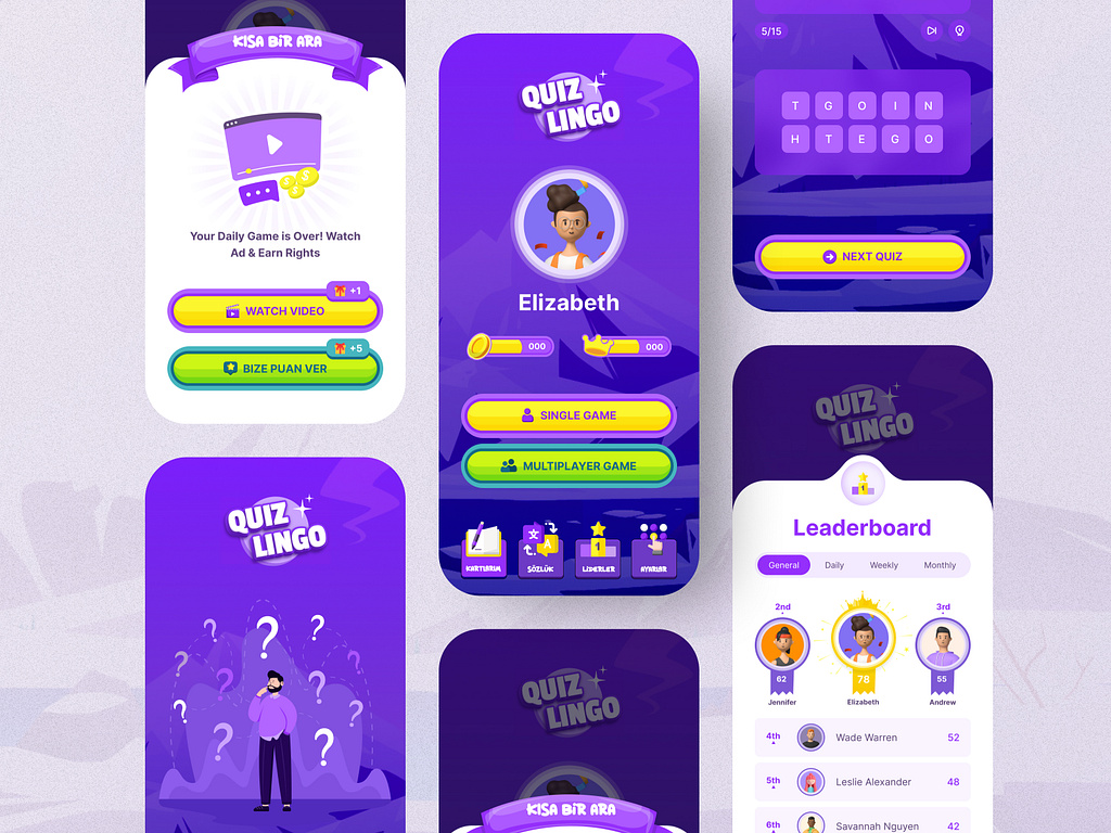 Quizlingo - Vocabulary Game App UI by RH on Dribbble