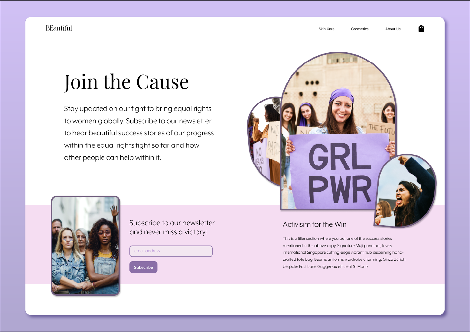 1 WEEK REDESIGN: BEautiful Subscription Page by Dominique Terry on Dribbble