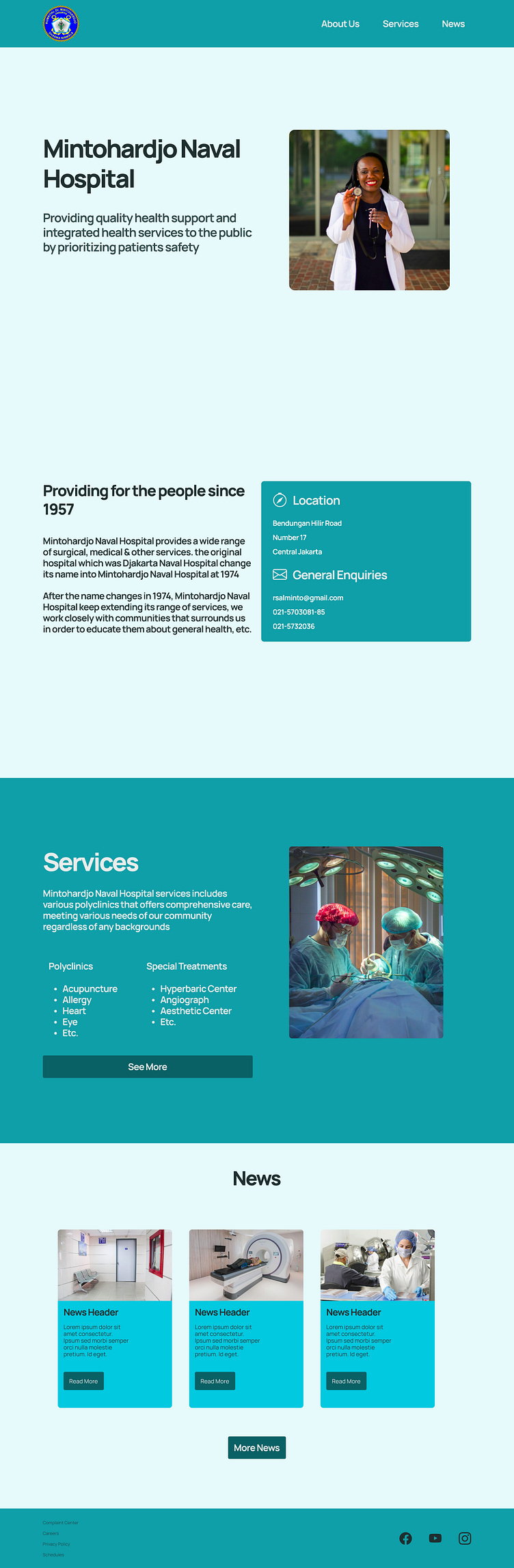Mintohardjo Naval Hospital Landing Page (Redesign) by Starsky Ganing on ...