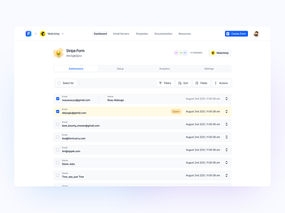 Formcarry Form Submissions by Mete on Dribbble