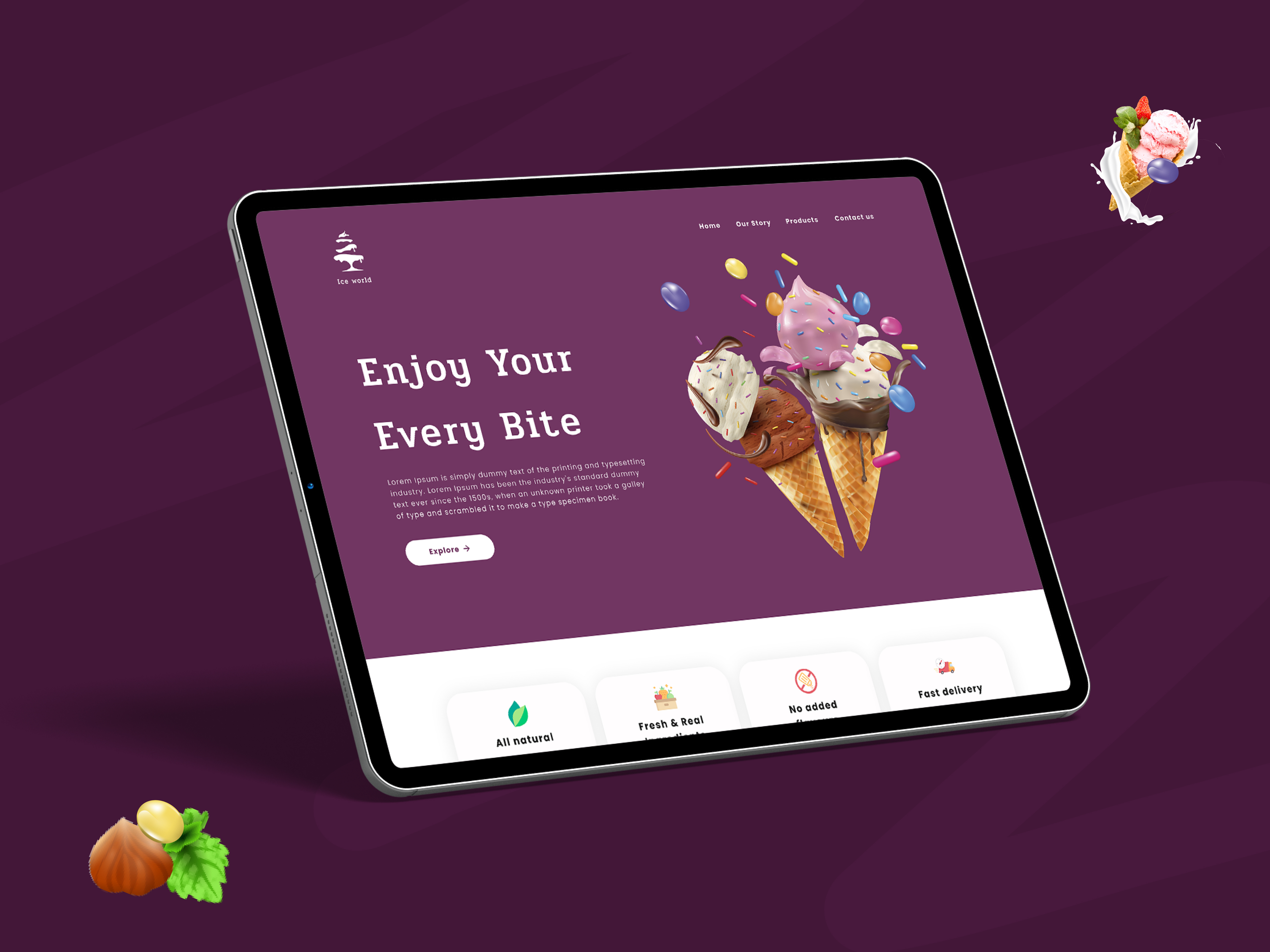 Ice-cream Shop Web Page Design by Pixenite Pvt. Ltd. on Dribbble