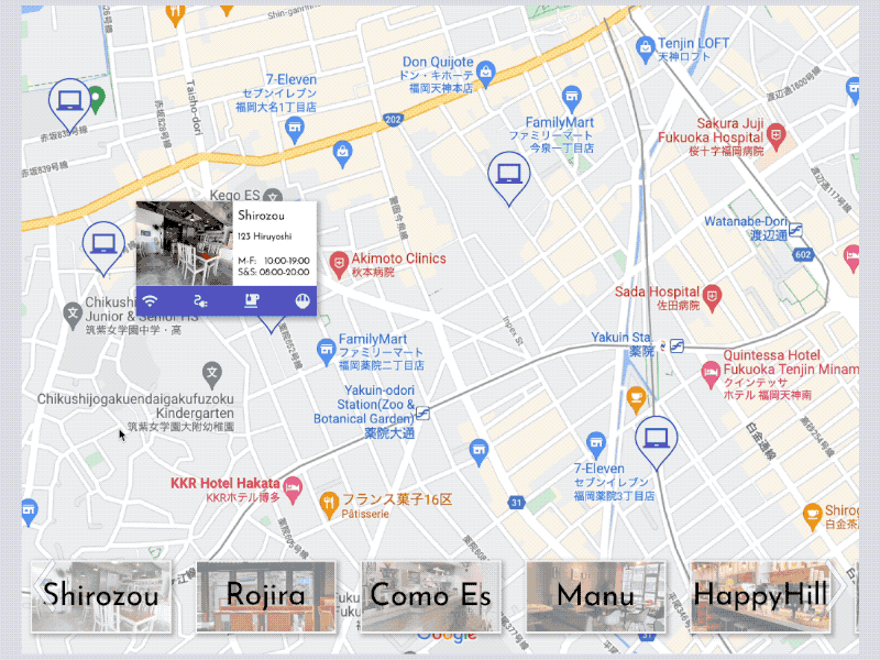 Interactive cafe map by Bryenne Kay on Dribbble