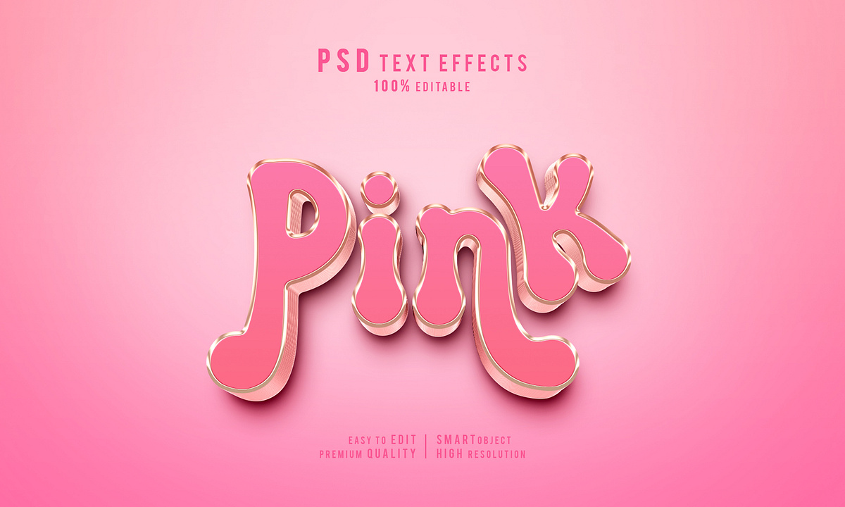Creative Pink 3d editable text effects by Md Abdul Kader on Dribbble