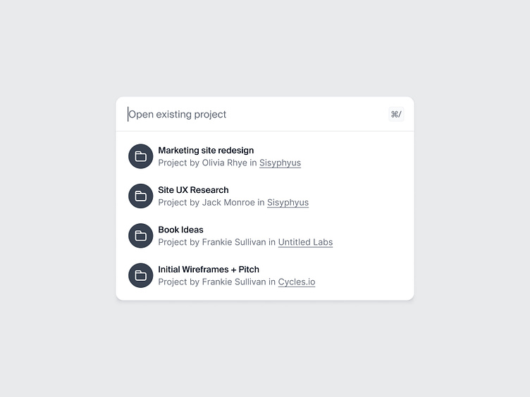 Command+K search menus — Untitled UI by Jordan Hughes® on Dribbble