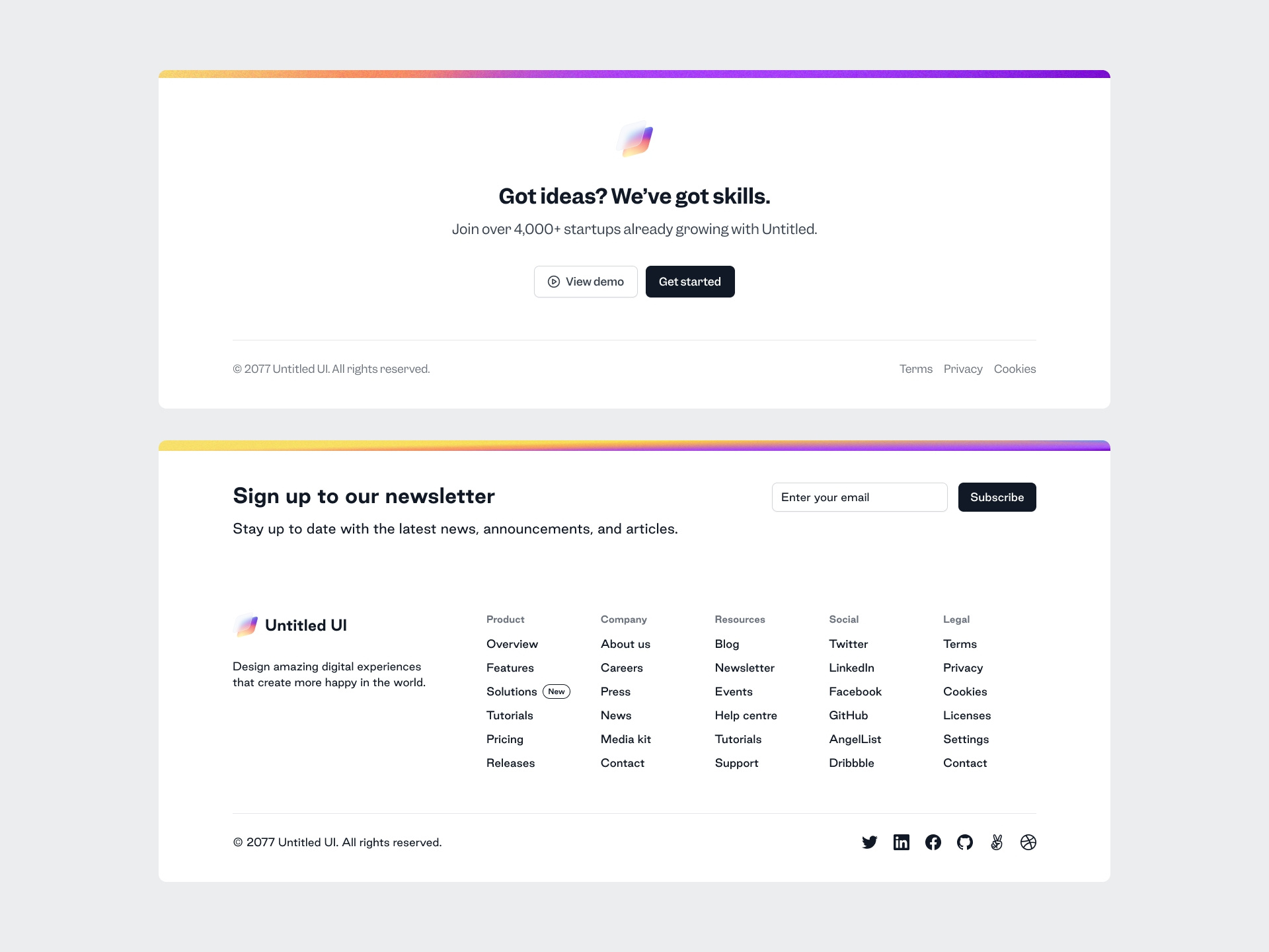 Footers — Untitled UI by Jordan Hughes® on Dribbble