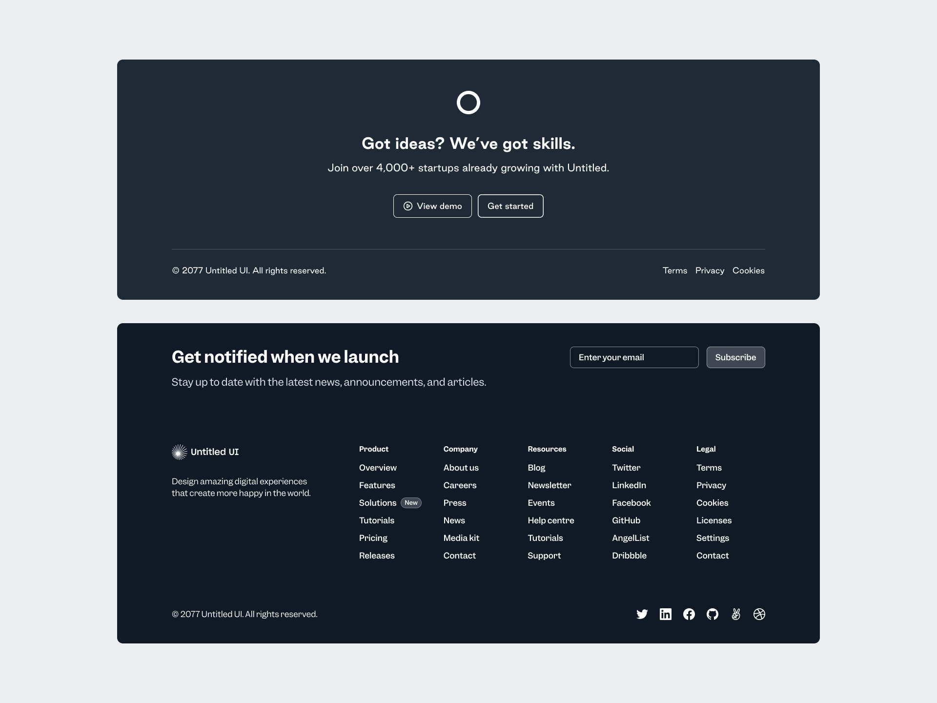 Footers — Untitled UI by Jordan Hughes® on Dribbble