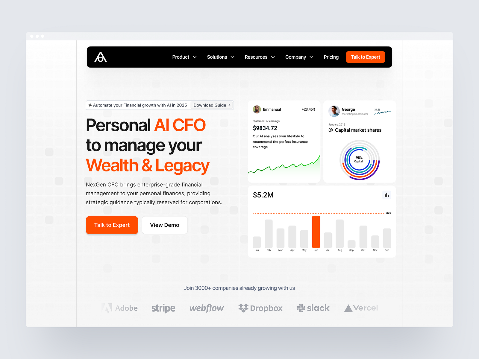 AI Financial Services | Hero Header Concept | Fintech design by ...