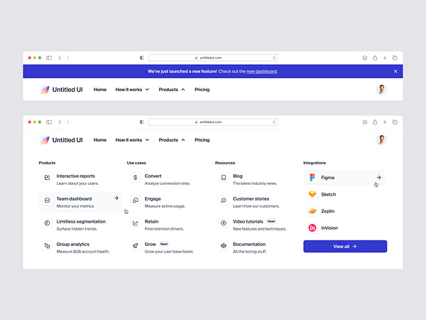 Header meganav — Untitled UI by Jordan Hughes® on Dribbble