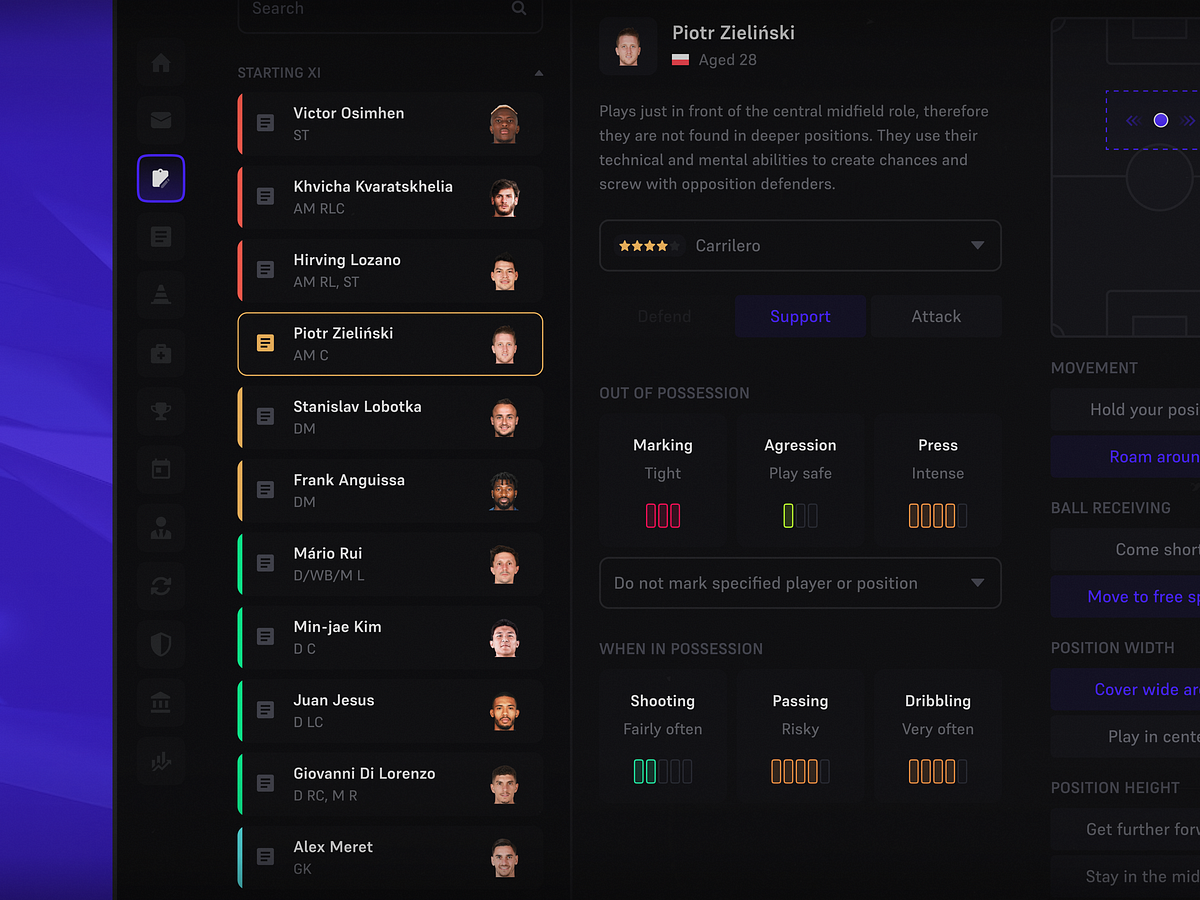 Football player statistics dashboard by Piotr Kosmala on Dribbble