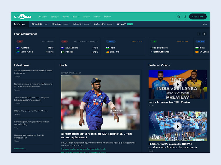 Cricbuzz- Redesign concept dark mode by Jay Borda on Dribbble