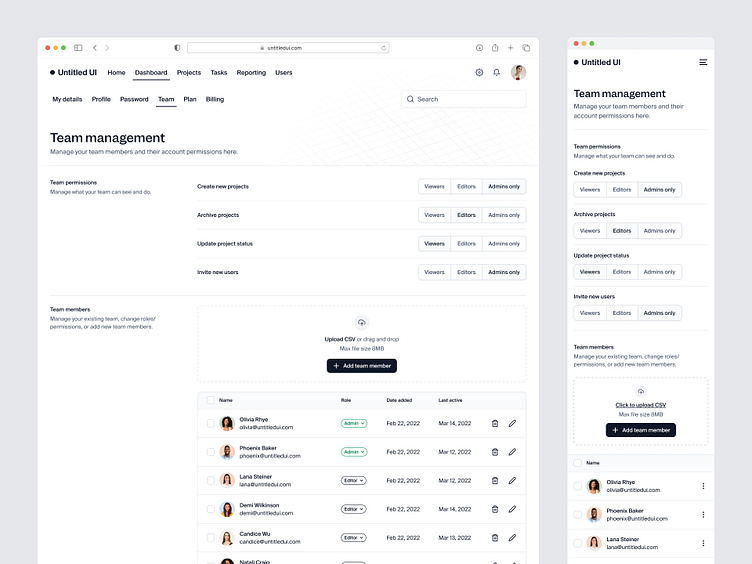 Team management — Untitled UI by Jordan Hughes® on Dribbble