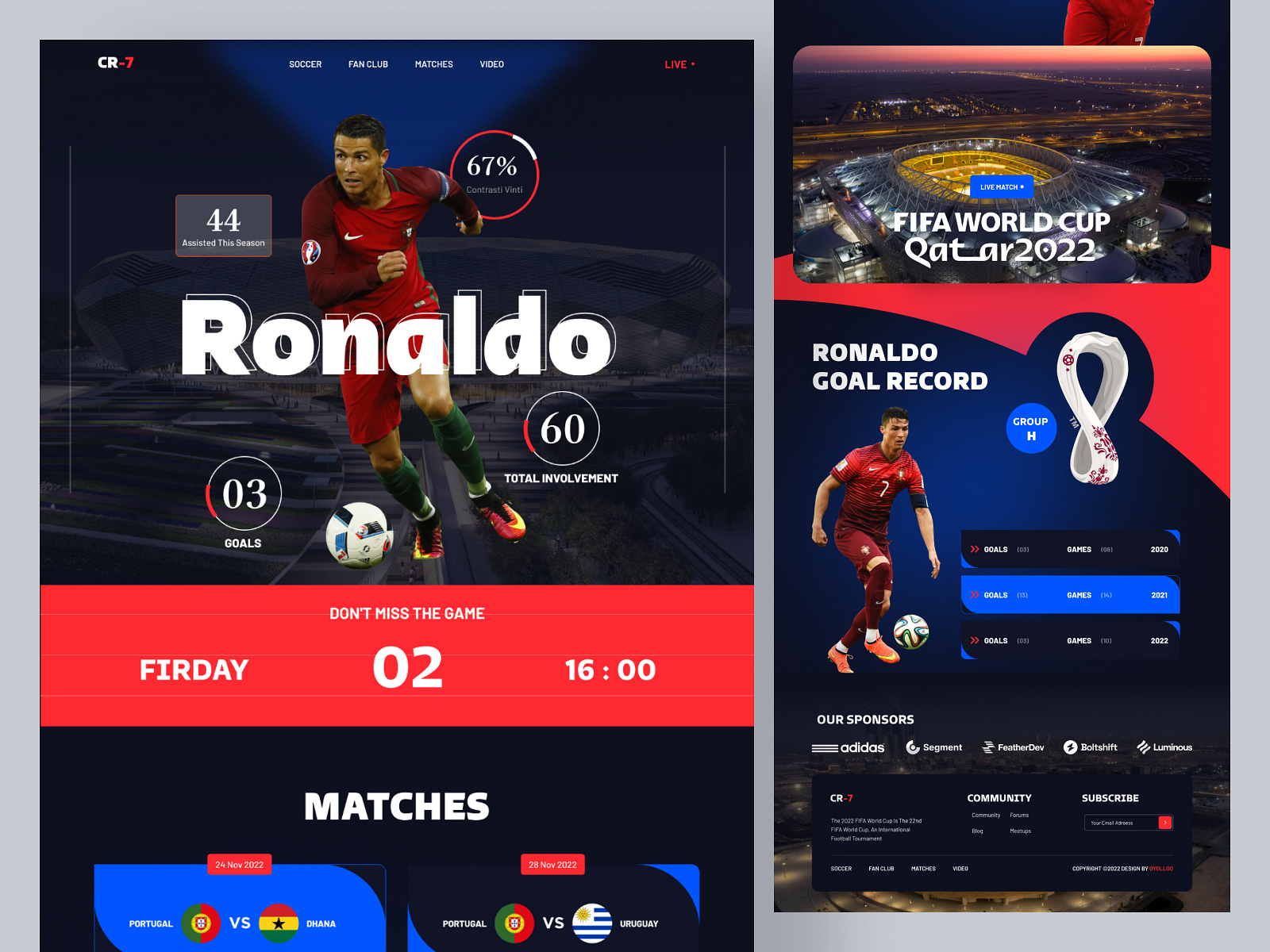 Cristiano Ronaldo Landing Page Concept by Oyolloo on Dribbble