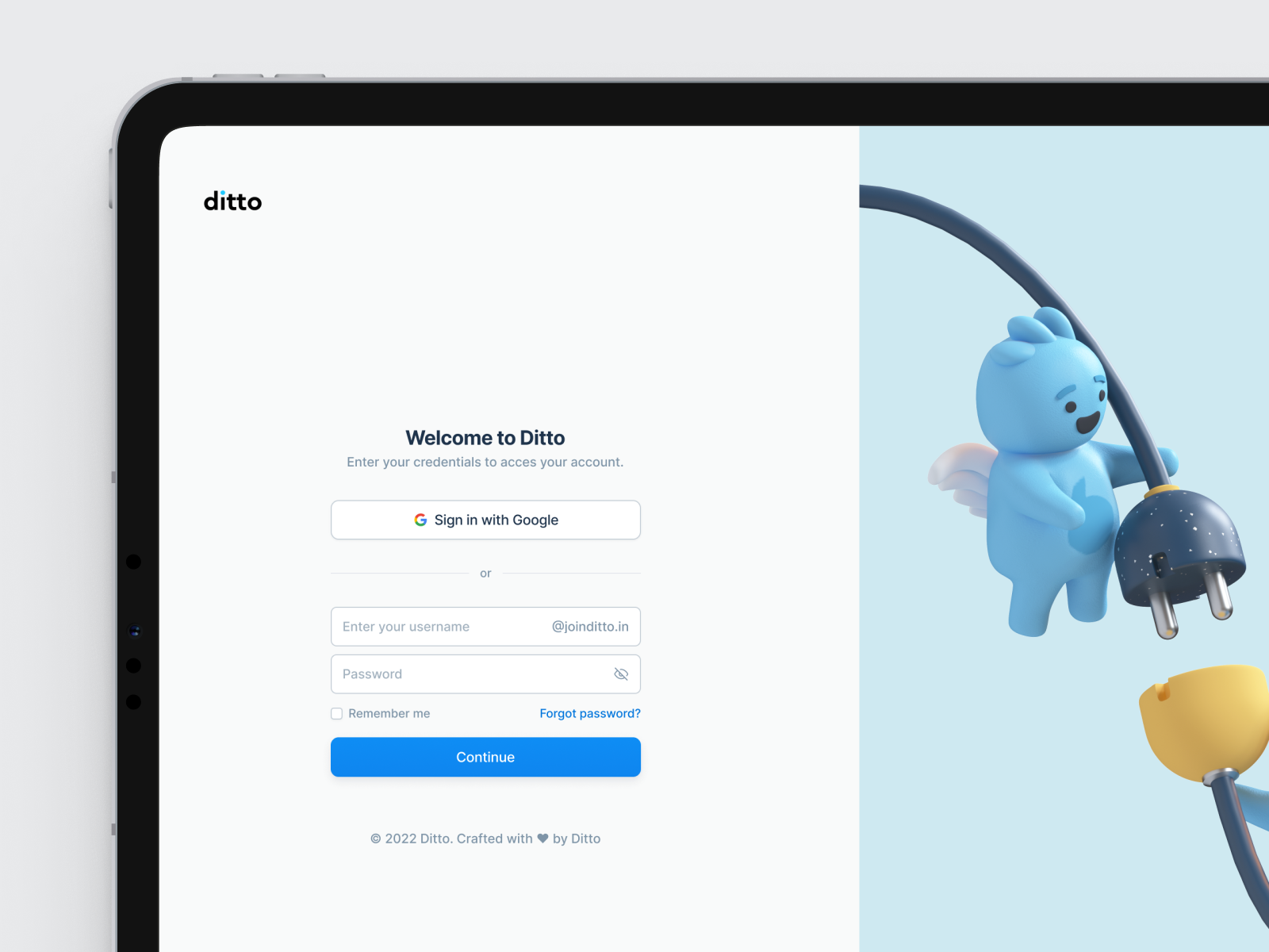 Sign in screen's - Ditto by Deena Dhayalan for Timeless on Dribbble