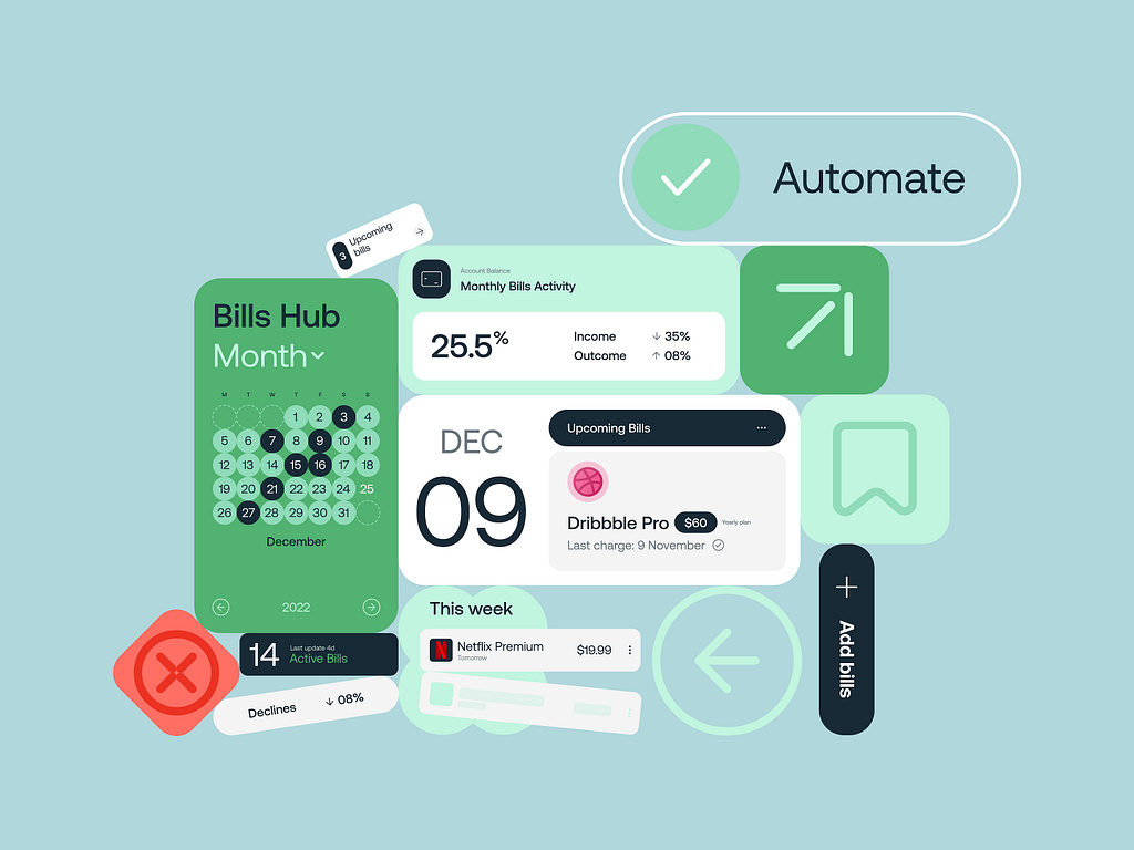 Bills Management Calendar Visual Experience and UI Components by Yasir ...