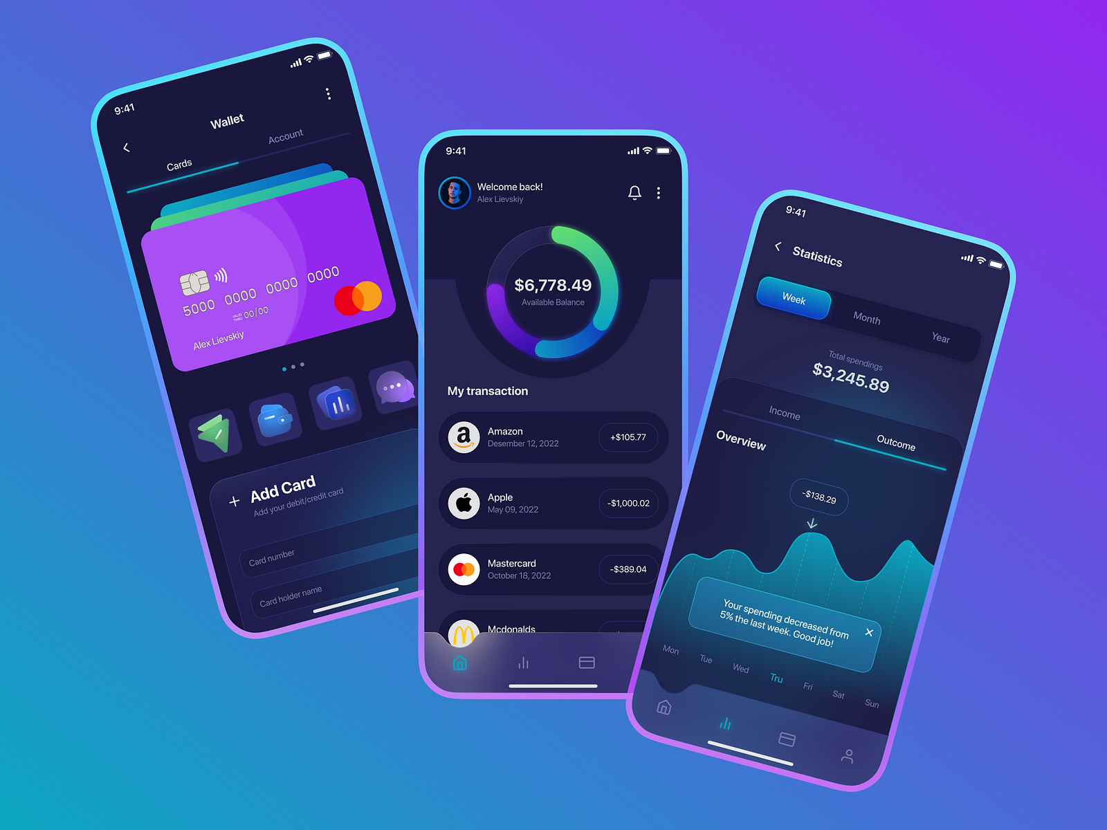 Wallet mobile app UI design by Alona Yakovlieva on Dribbble