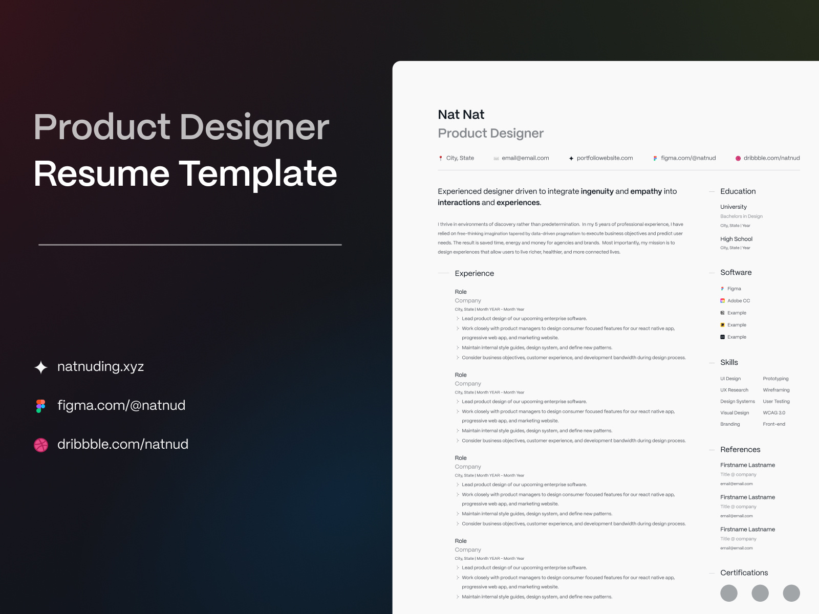 Figma Template ~ Product Designer Resume by Nat on Dribbble
