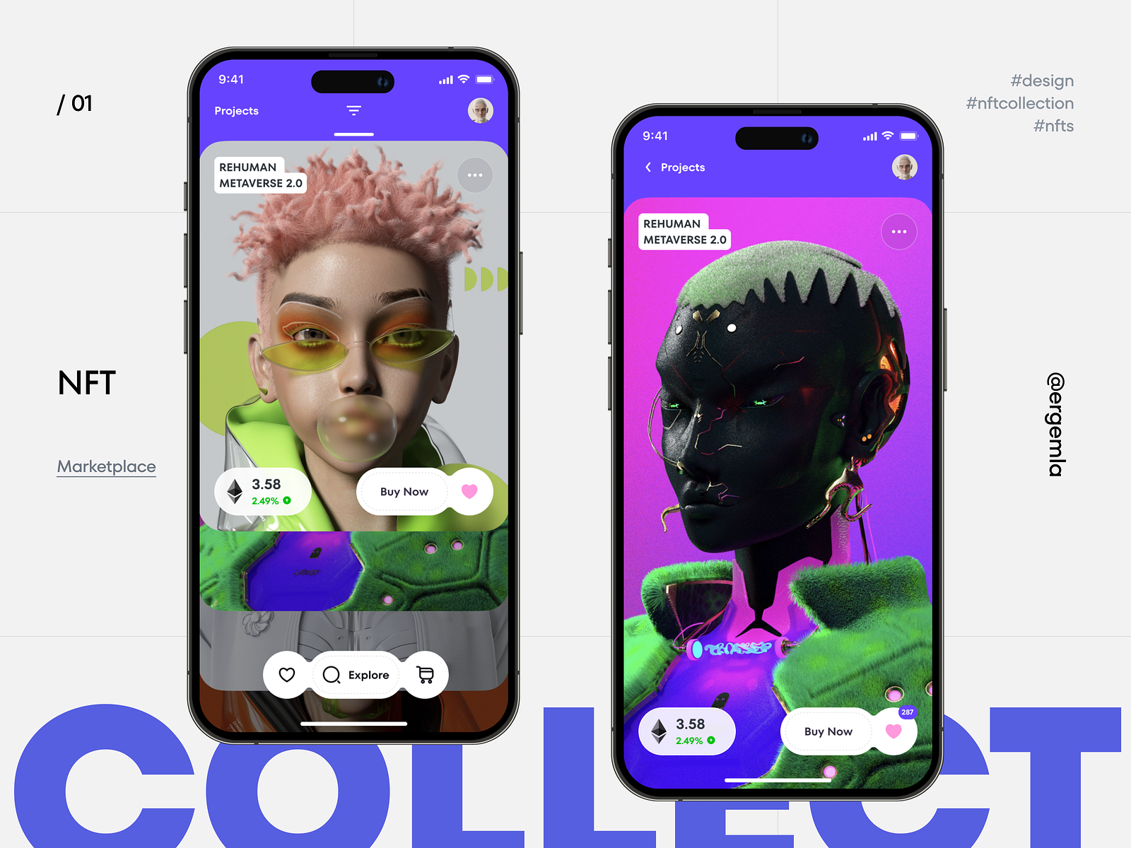 NFT App UI by Nicholas Ergemla for Awsmd on Dribbble
