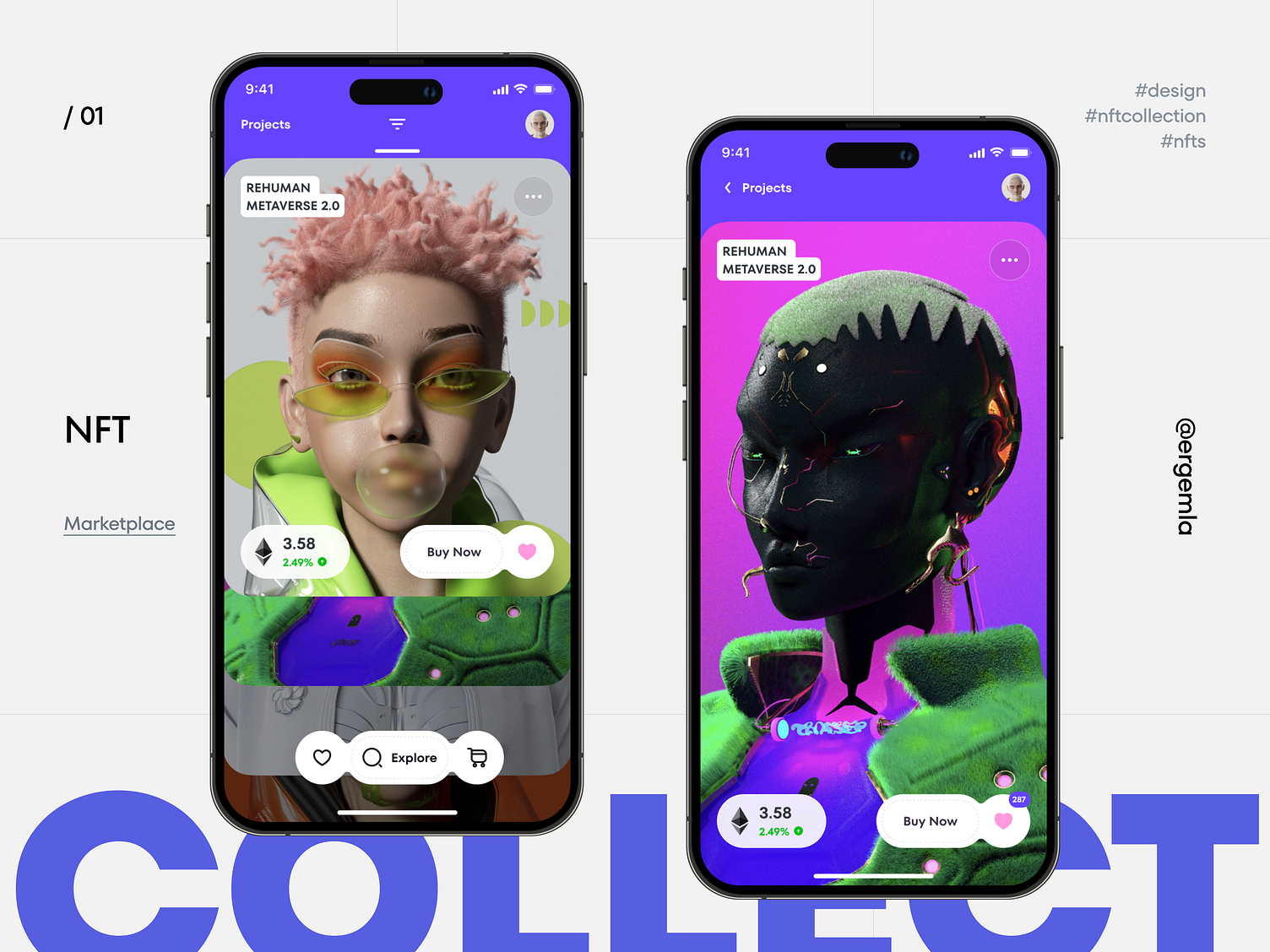 NFT App UI by Nicholas Ergemla for Awsmd on Dribbble