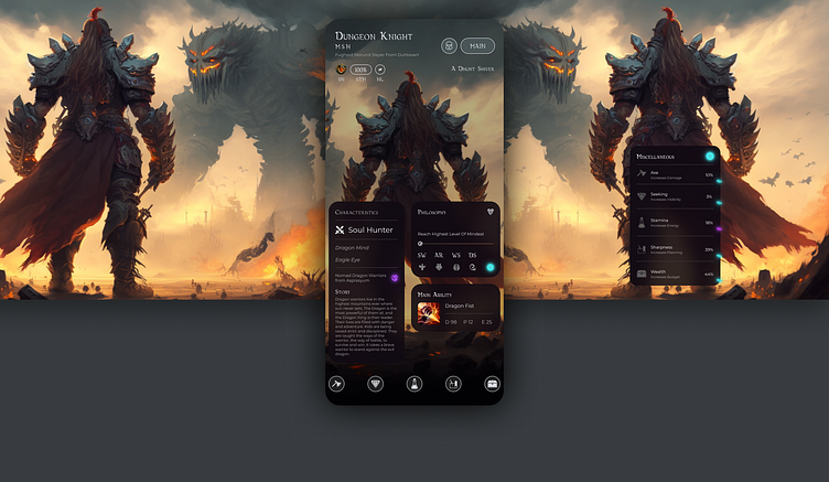MMOPRG Mobile Game UI/UX Design - About by Giorgi G. on Dribbble