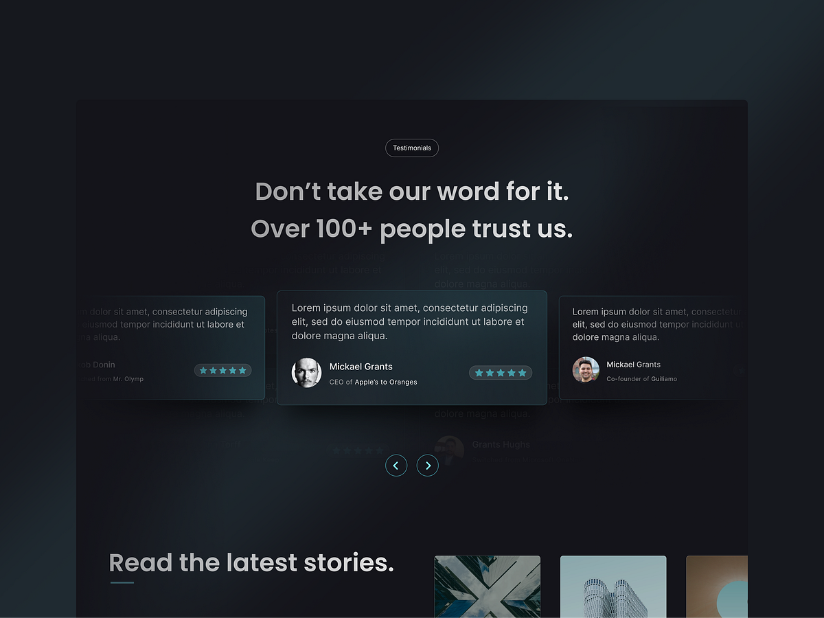 Testimonials Section by UI Adrian (Adrian Kuleszo) on Dribbble