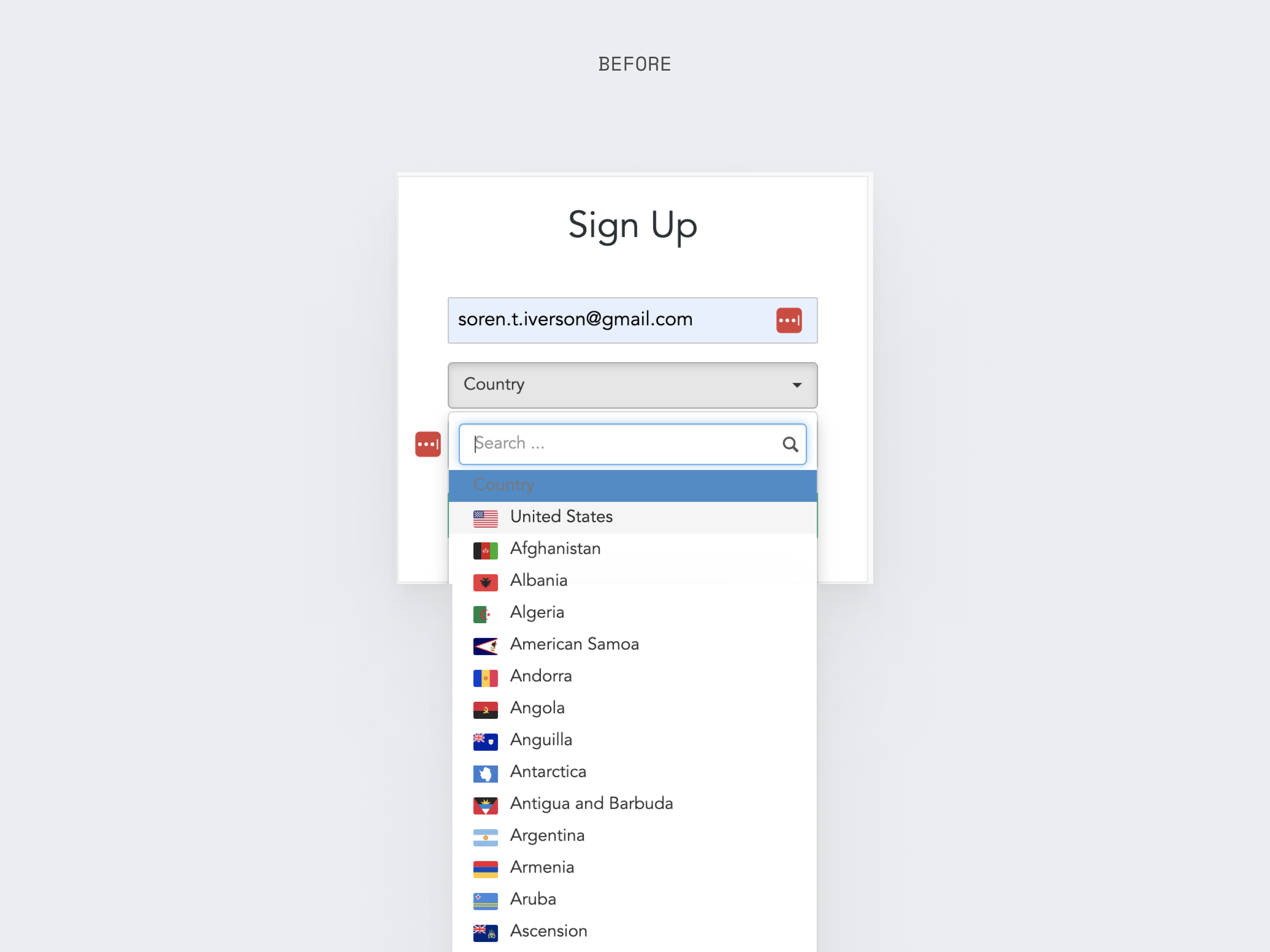 Country Picker | Before & After by Soren Iverson on Dribbble