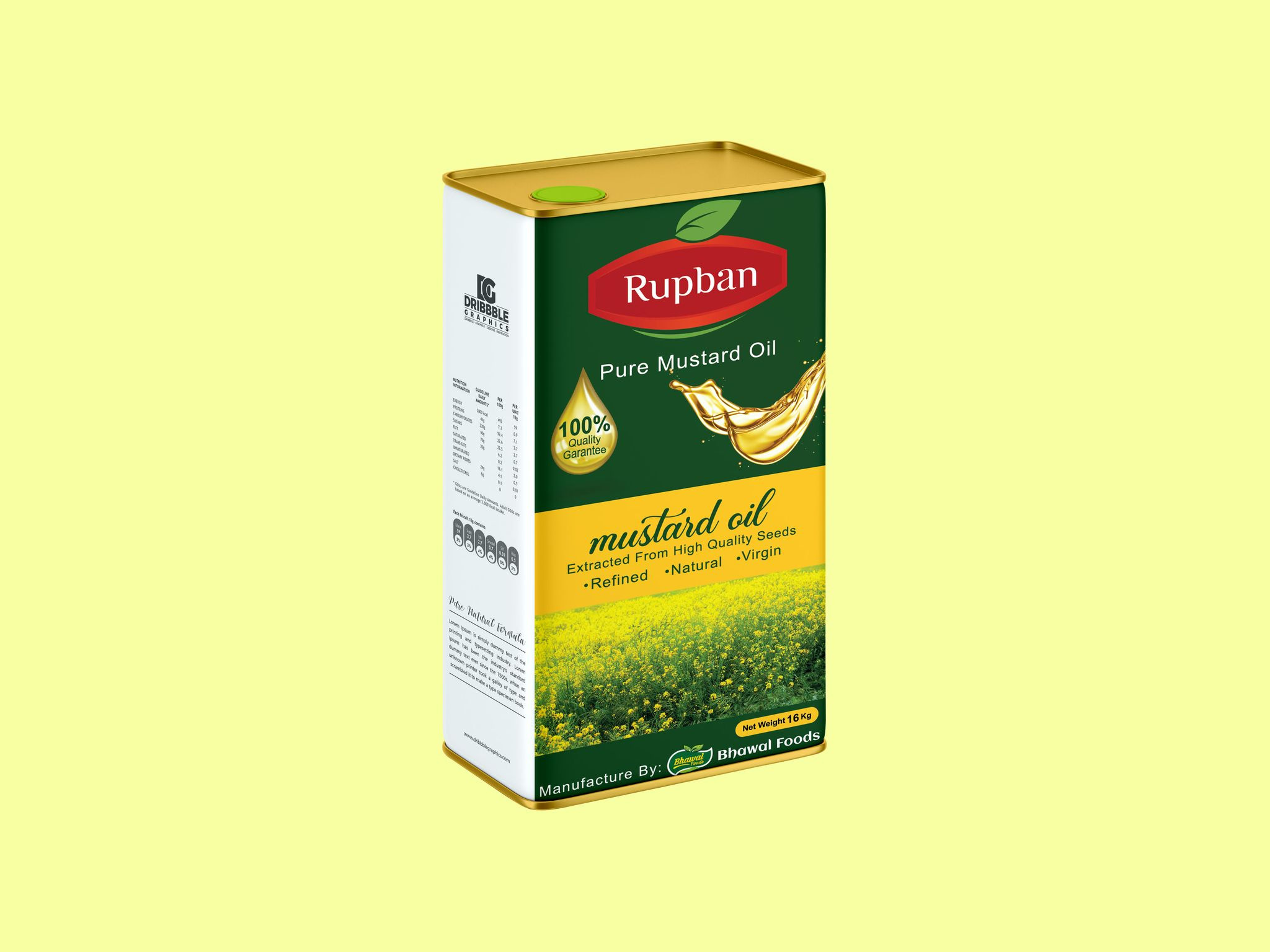 RUPBAN MUSTARD OIL PACKAGE DESIGN by jesmin akter on Dribbble