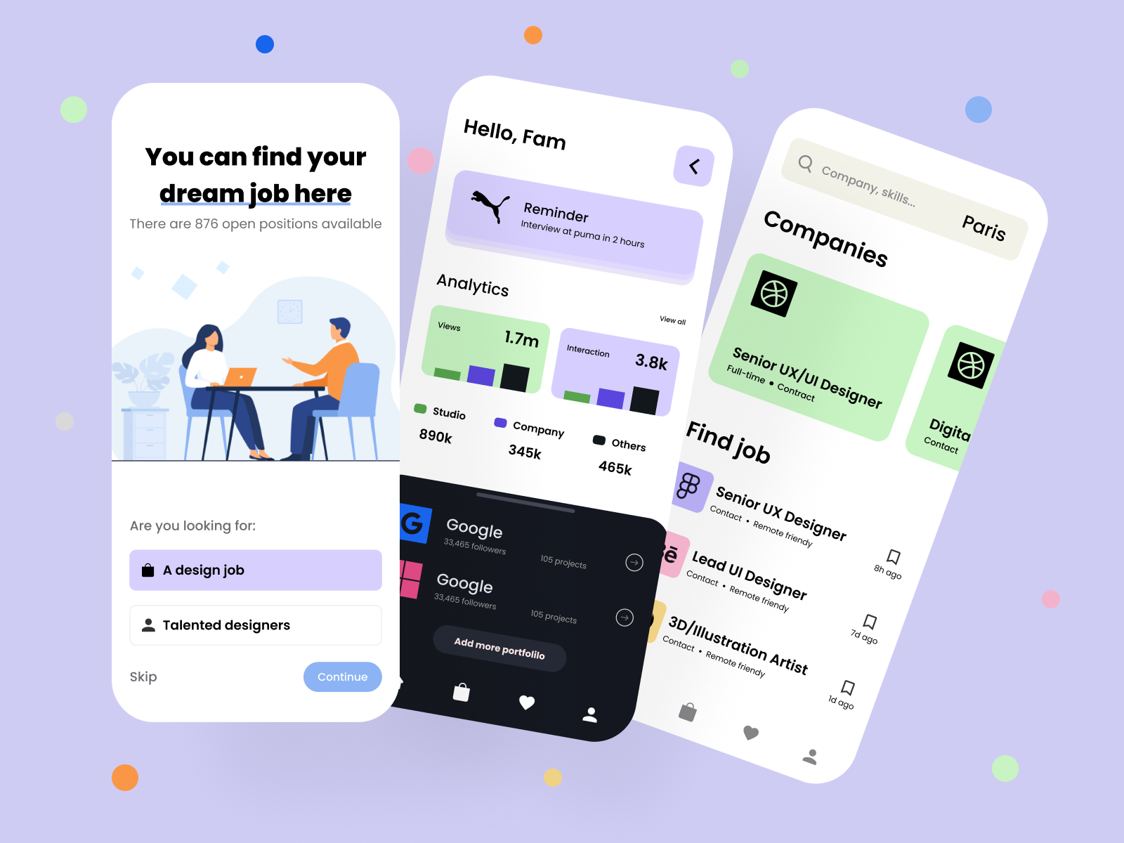 Job finder app concept by Maxfluid Product for Maxfluid on Dribbble