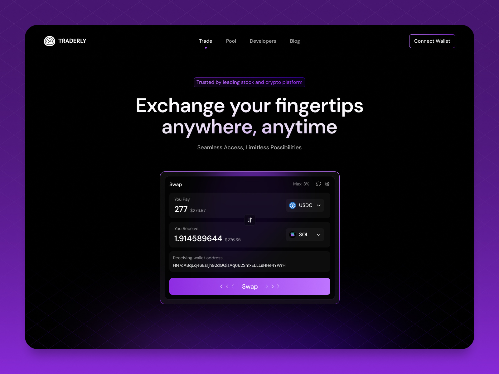 Traderly-Crypto Swap Platform by Caliber design on Dribbble