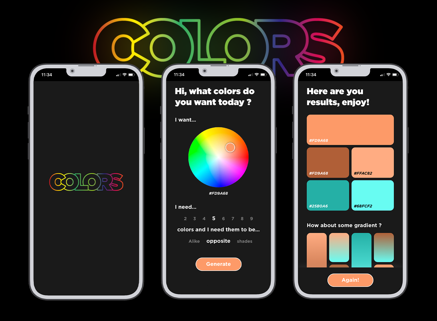 Colors - the color palette generator app by Perle Alliet on Dribbble