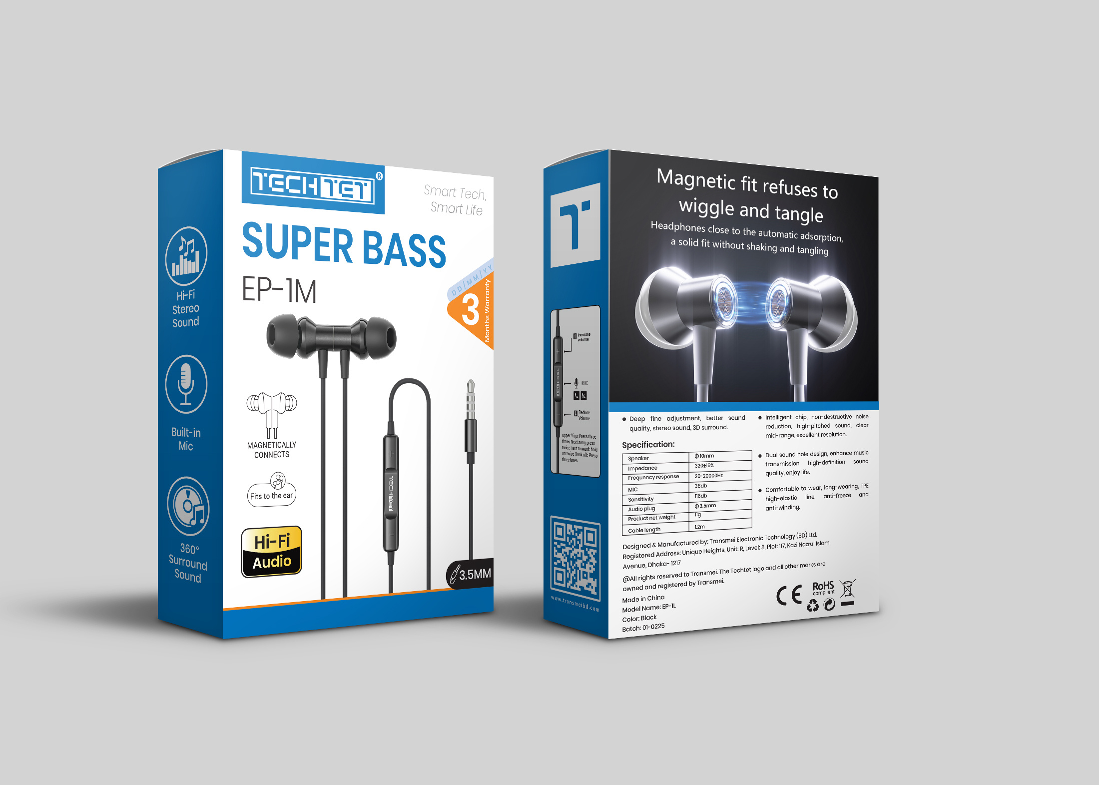 Earphone box packaging design by KAWSAR AHMED on Dribbble