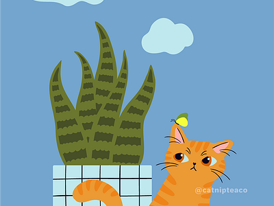 Cat With A Plant by Breanne S on Dribbble