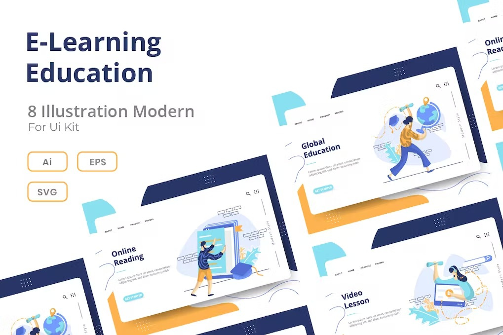 E-Learning Education Web Illustrations Set by Steisi Vogli on Dribbble