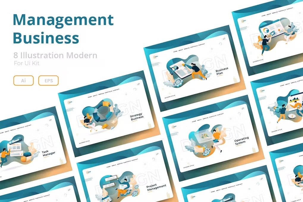 Business management Illustration Set by Steisi Vogli on Dribbble