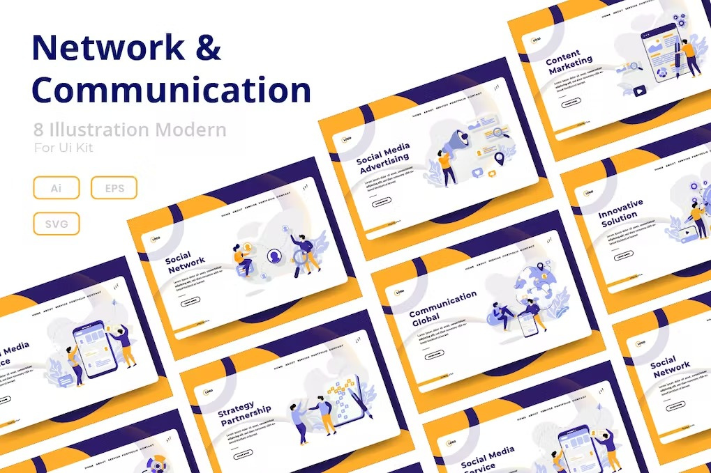 Network & Communication Web Illustration Set by Steisi Vogli on Dribbble