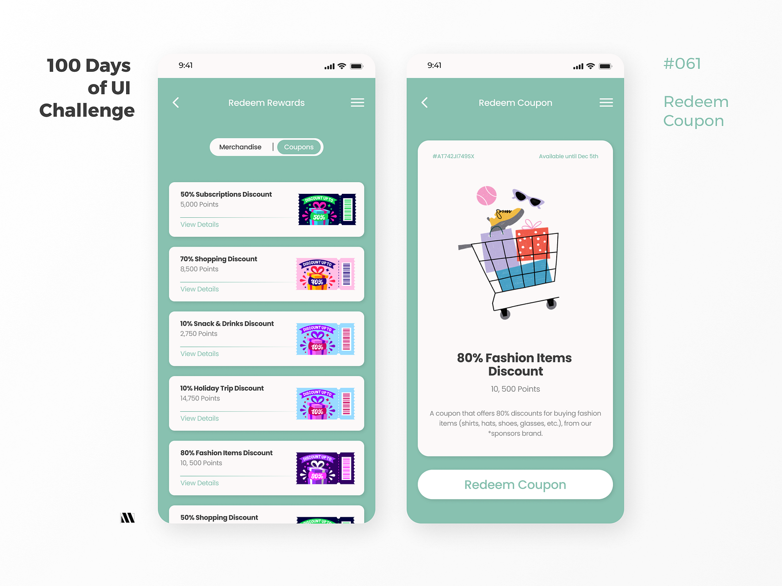 100 Days of UI - Day #061 (Redeem Coupon) by Muhammad Rafy "Murfy" on ...
