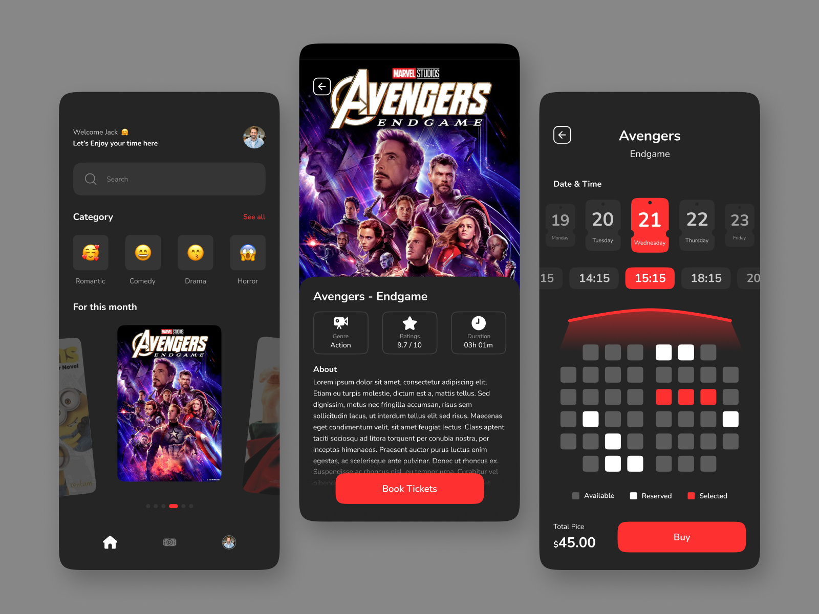Cinema Booking App UI by Sanan Rao on Dribbble