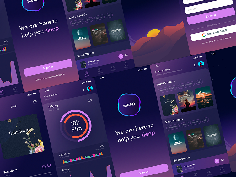 Sleep Mobile App UI/UX Design by karthick on Dribbble