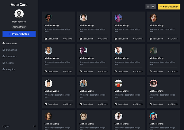 Dashboard - Card View (profiles) by Naren Gaurav on Dribbble