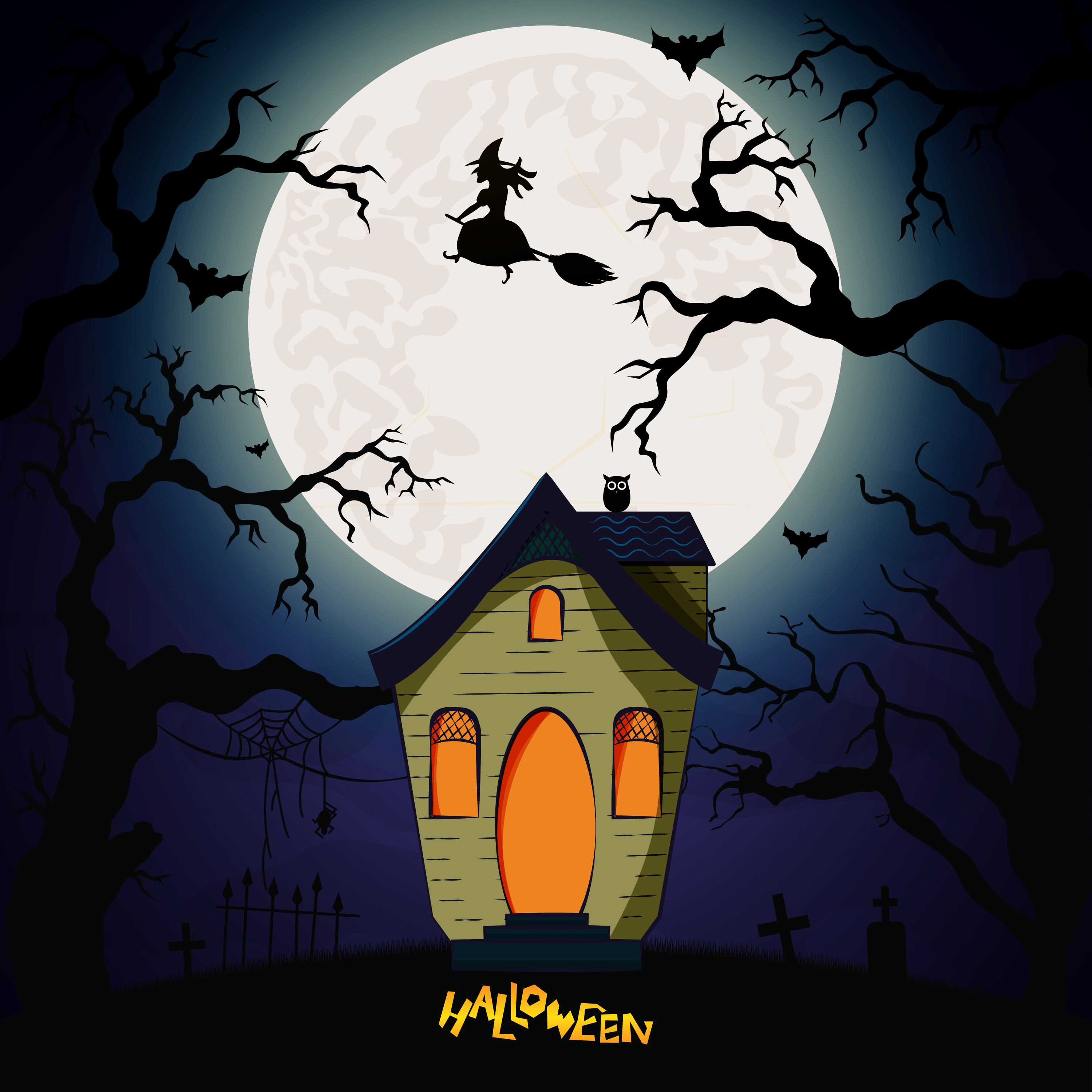 Halloween Background with Horror Full Moon Night by Keow Studio on Dribbble