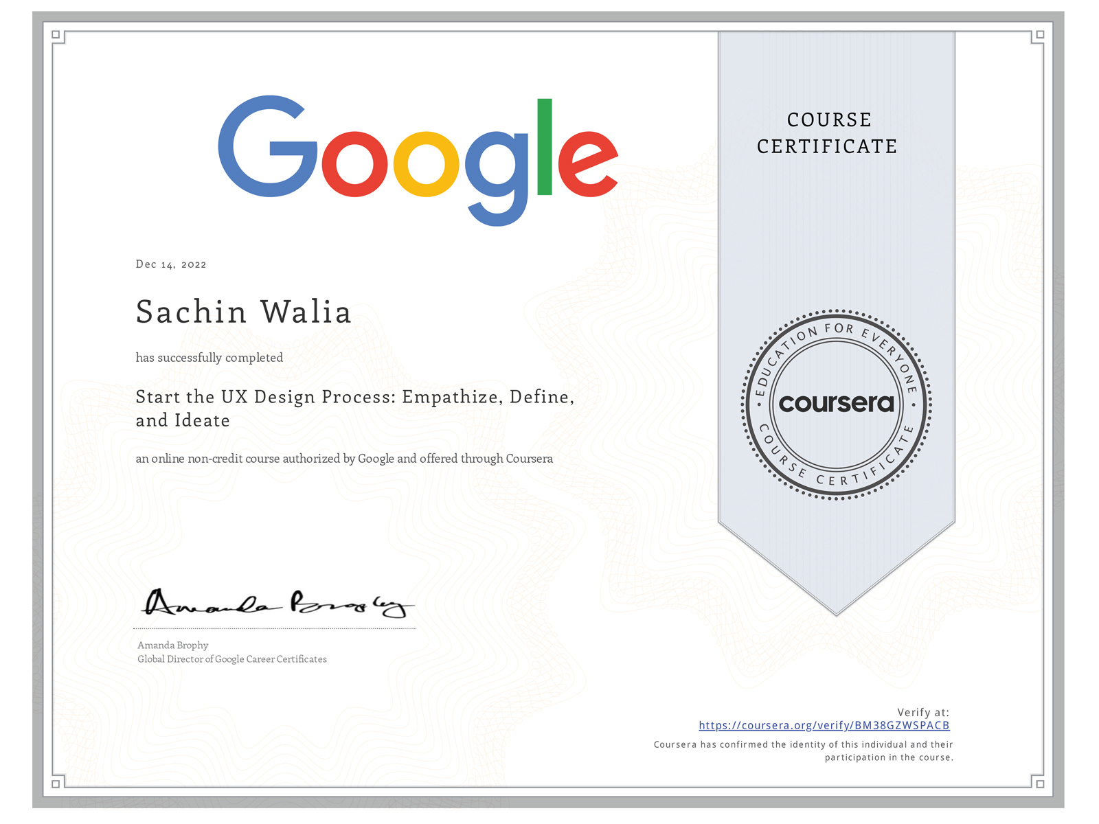 Google UX Design Professional Certificate by Sachin Walia on Dribbble