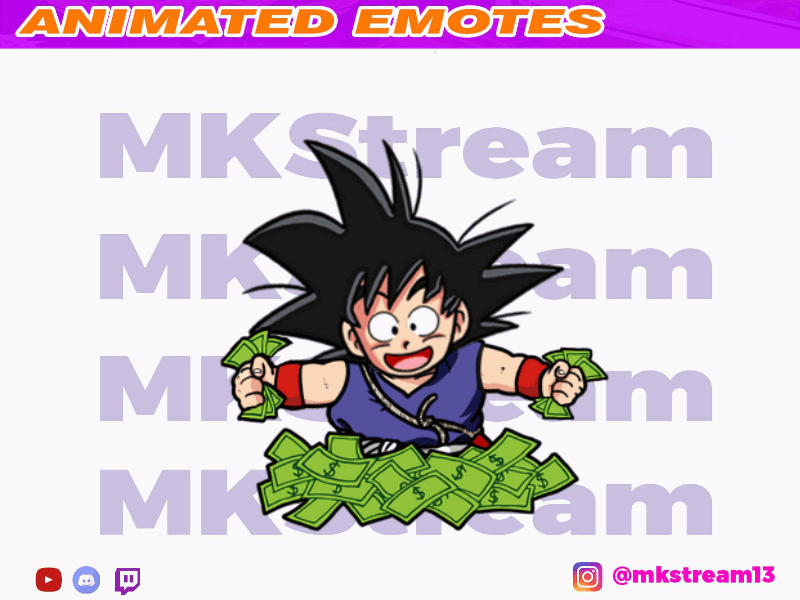 Twitch animated dragon ball kid goku rich money by MKStream on Dribbble